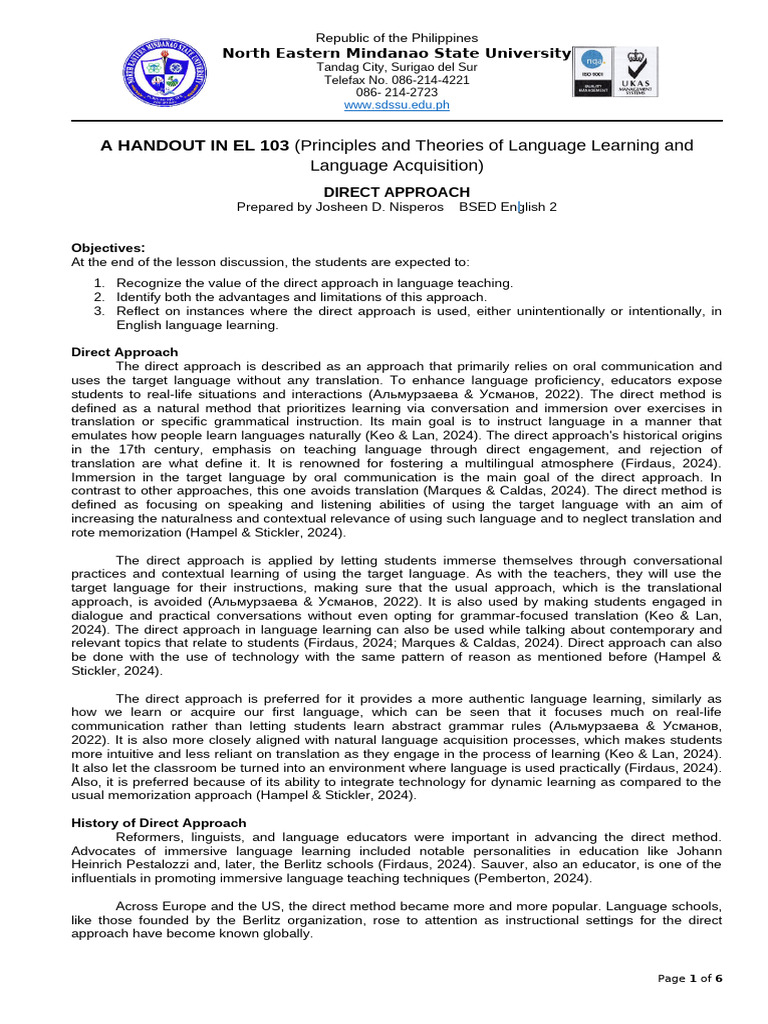 Direct Approach | PDF | Second Language | Language Education