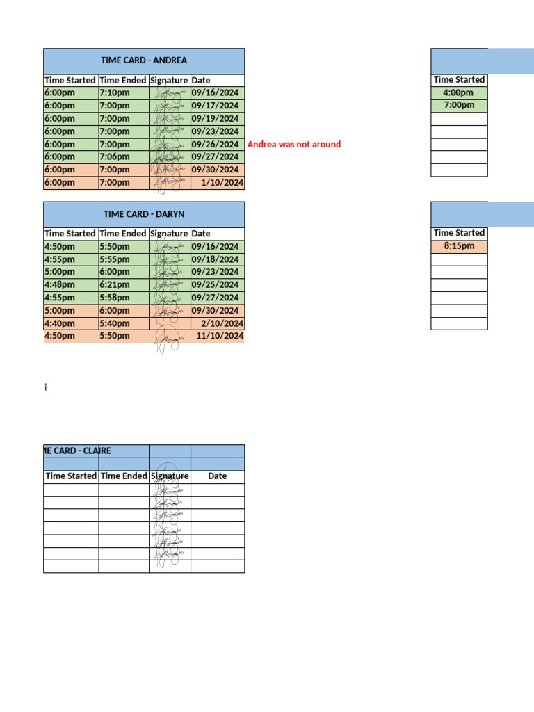 Little Explorer Time Sheets | PDF