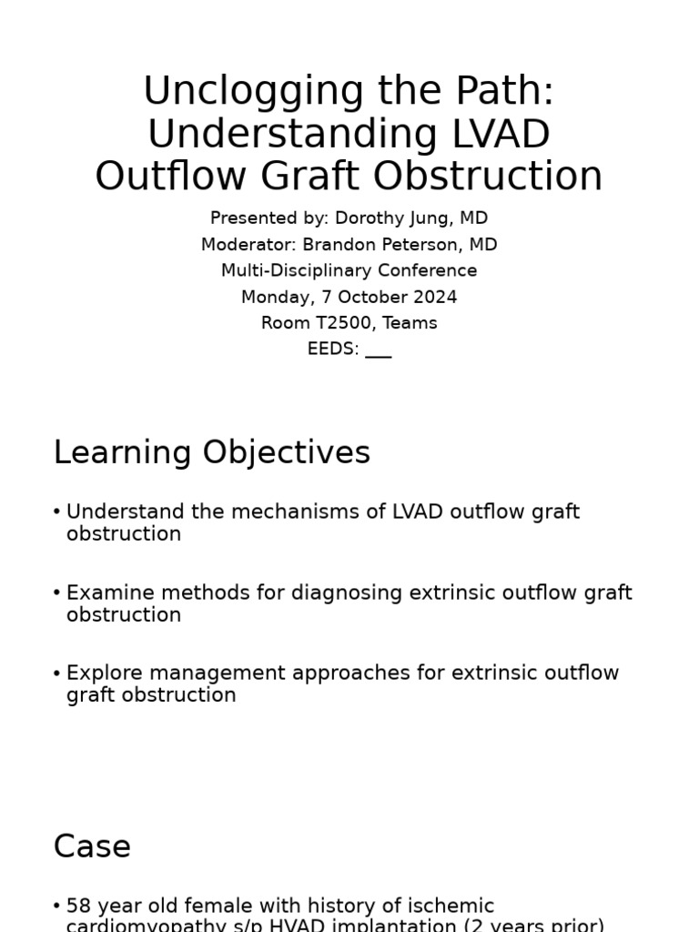 LVAD Outflow Graft Obstruction - 100524 | PDF | Stent | Cardiology