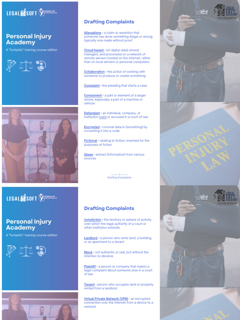 Drafting Complaints - Paralegal Vocabulary Sheet | PDF | Computer ...