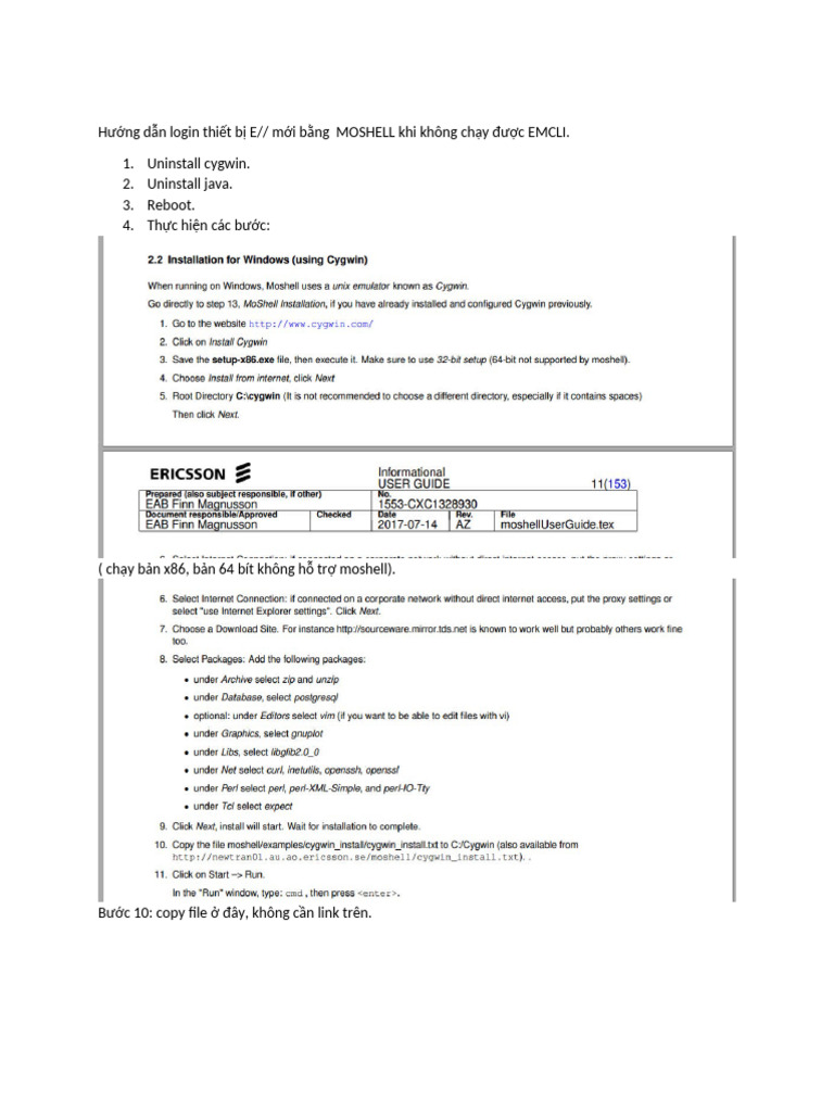 huong dan log Ericsson bang MOshell | PDF