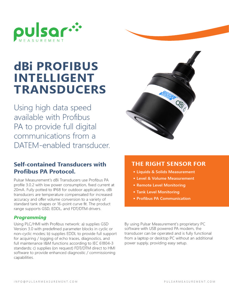 dbi_profibus_intelligent_transducers_brochure | PDF | Computer Engineering | Computing