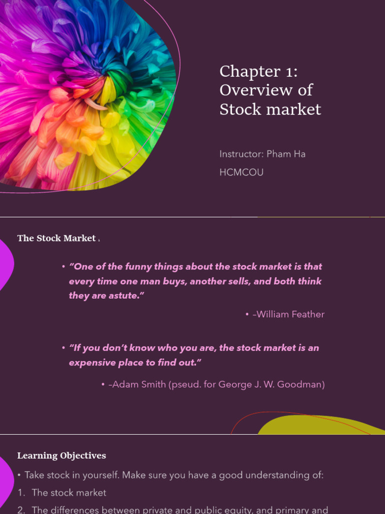 Chapter 1 - Overview of Stock Market | PDF | Bonds (Finance) | Money Market