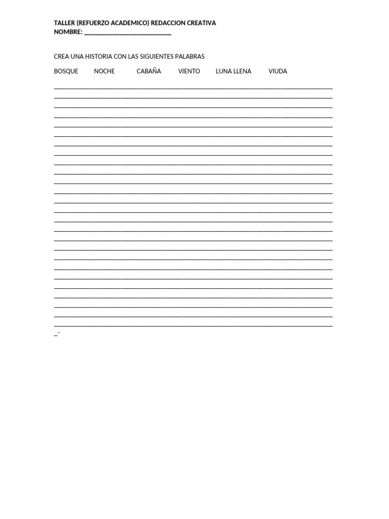 Crea Una Historia Con Las Siguientes Palabras | PDF