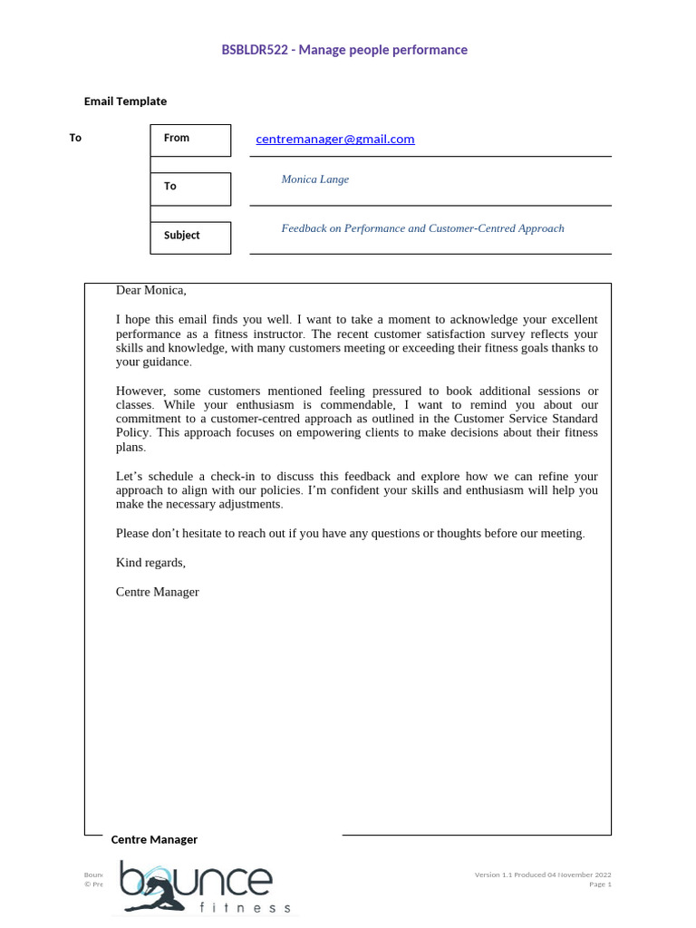 BSBLDR522-Bounce-Email Template for Monica Lange | PDF