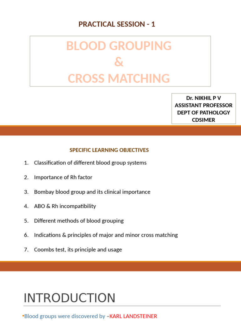 Blood Grouping and Crossmatching Overview | PDF | Blood Type | Animal ...