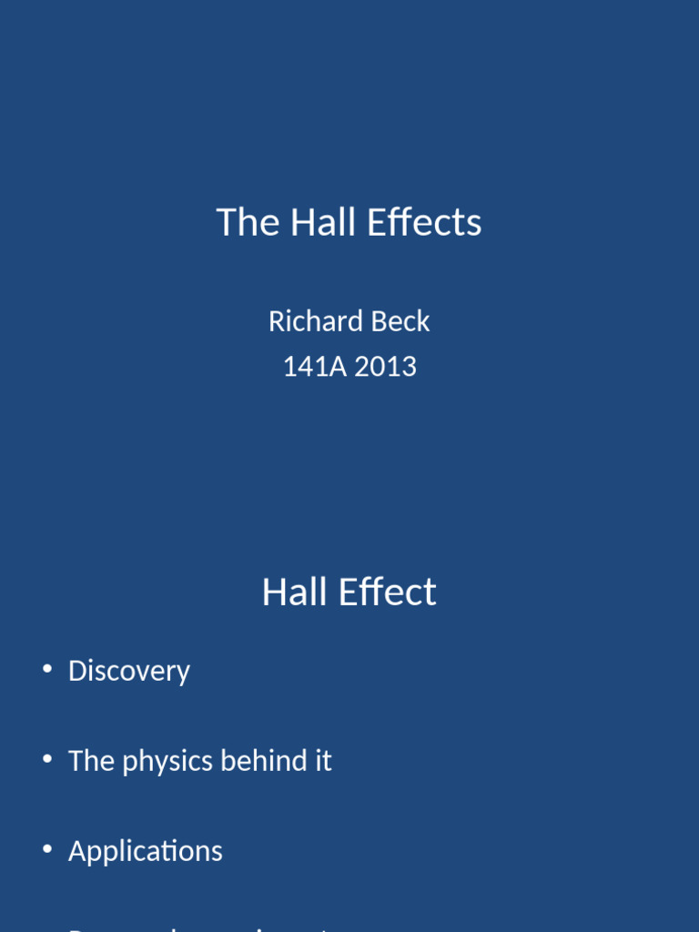 Richard Beck The Hall Effects | PDF | Electron | Physical Chemistry