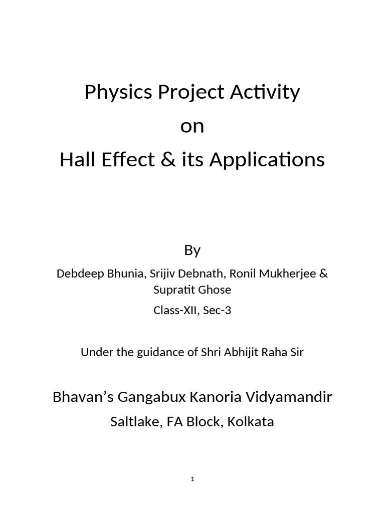 Hall Effect: Theory and Applications | PDF | Magnetic Field ...