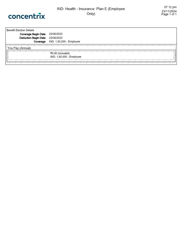 IND-_Health_-_Insurance__Plan_E_(Employee_Only) | PDF