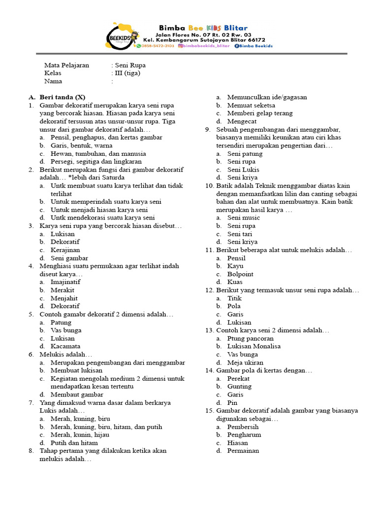 Seni Rupa Kelas 3 Sd | PDF