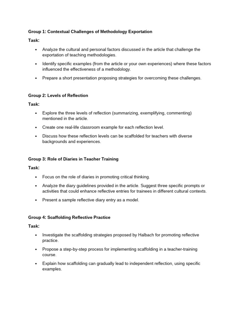 Teacher Training Reflection Strategies | PDF
