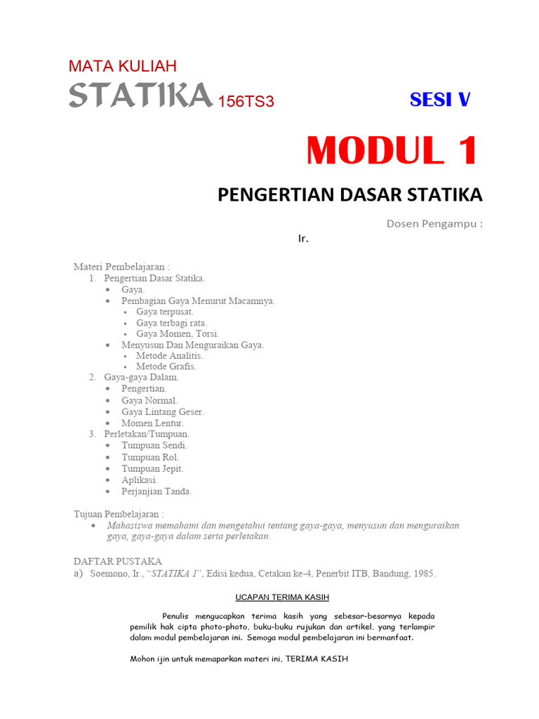 STATIKA SESI V Modul 1-2 OK | PDF