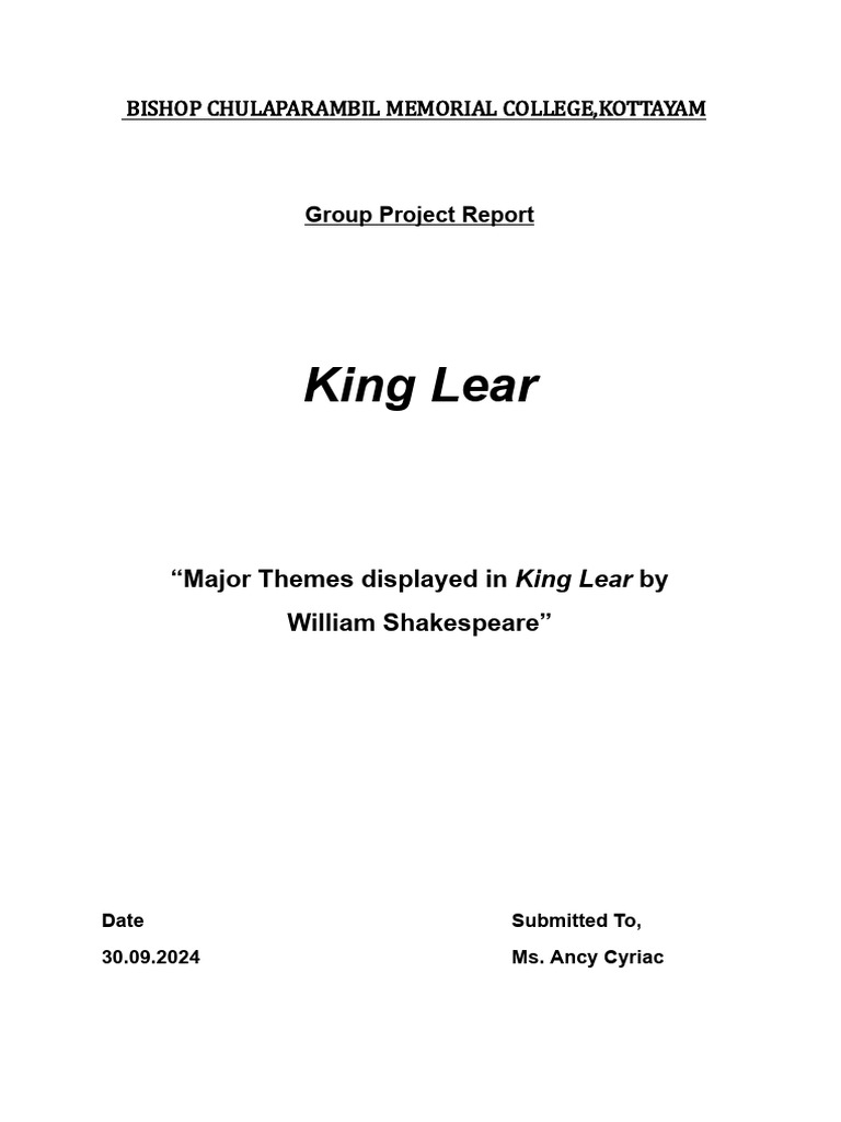 King Lear Assignment[1] | PDF | King Lear
