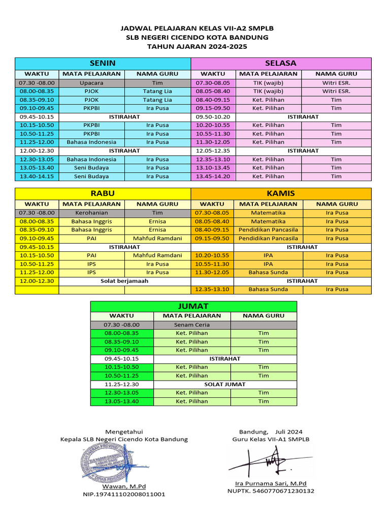 Jadwal-Pelajaran-7a2 | PDF
