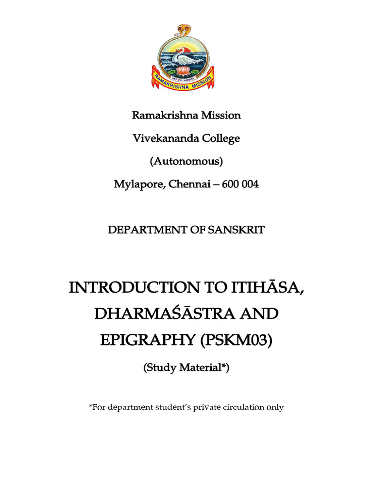 RKMVC introduction to itihasa | PDF | Puranas | Ramayana