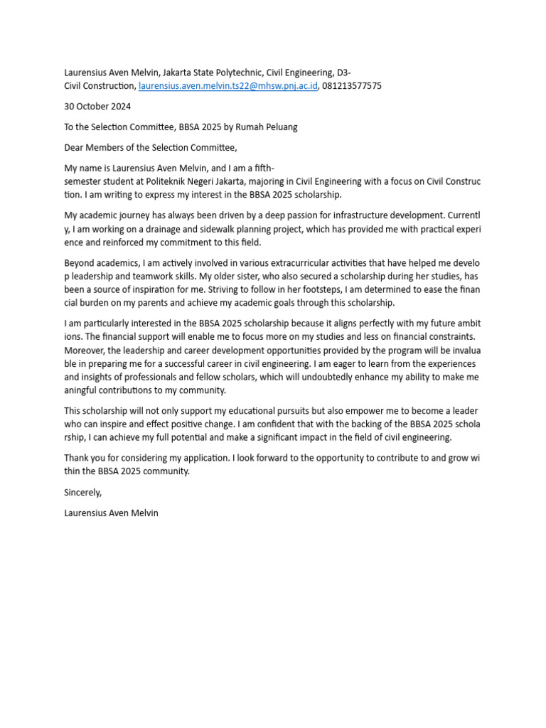 Motivational Letter | PDF