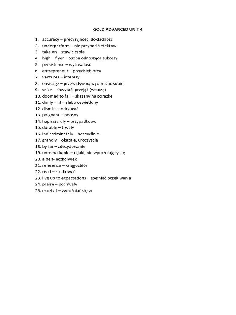 Gold Advanced Unit 4 | PDF