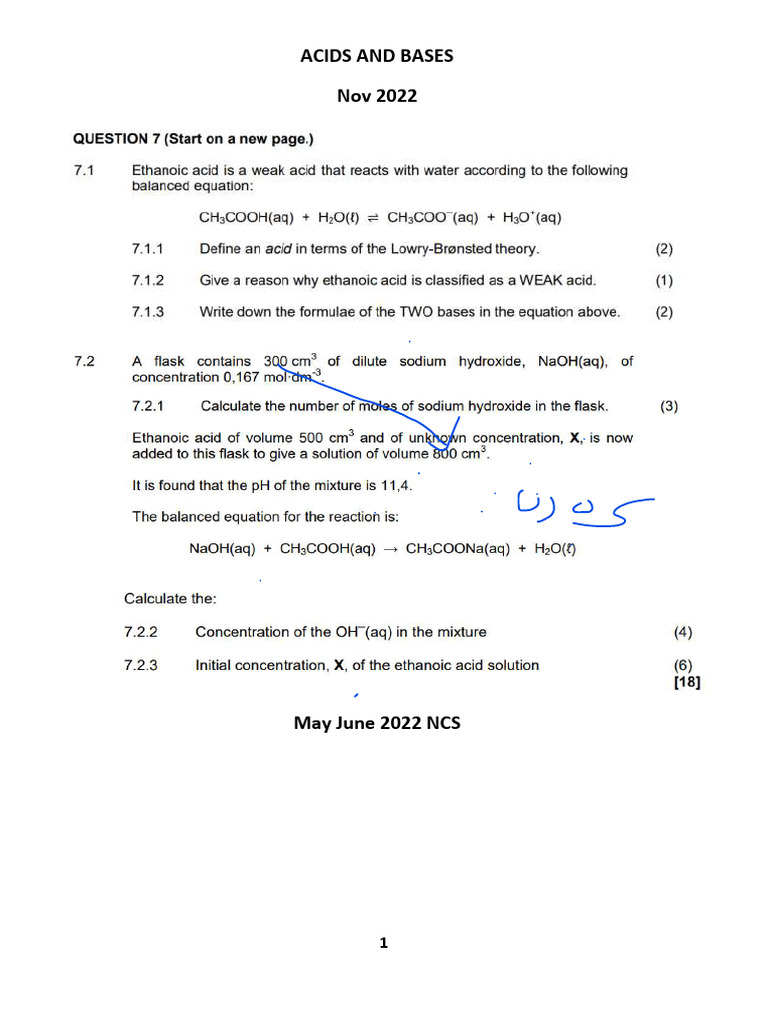 Acids and Bases Past Papers 2023 | PDF | Acid | Titration