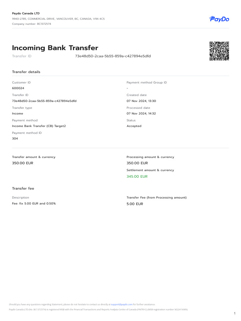 Income Transaction Details | PDF | Wire Transfer | Banking Technology