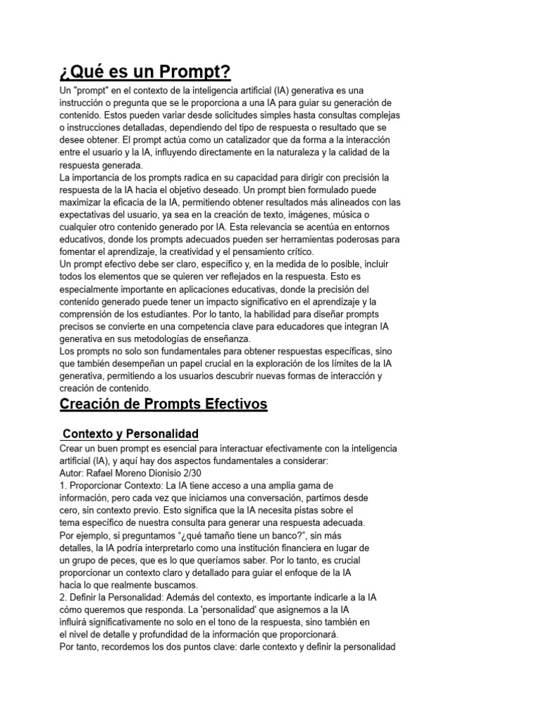 Que Es Un Prompt en IA | PDF | Inteligencia artificial | Inteligencia ...