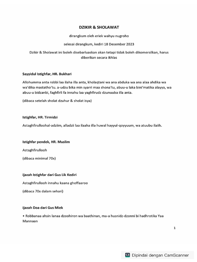 Dzikir - Sholawat - PDF Filename - UTF-8''Dzikir & Sholawat | PDF
