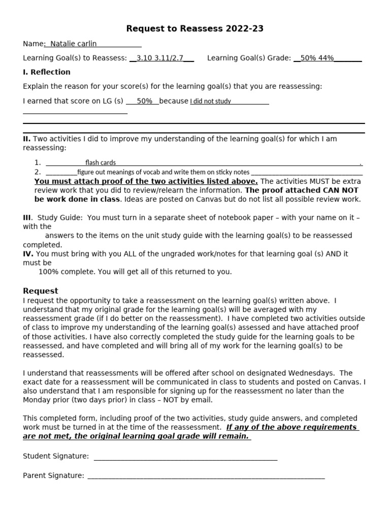 Request to Reassess 2022-23-1 (1) | PDF | Cognition | Cognitive Science