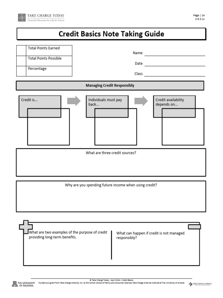 Credit_Basics_Note_Taking_Guide_2.6.2.L1 | PDF | Credit | Finance ...