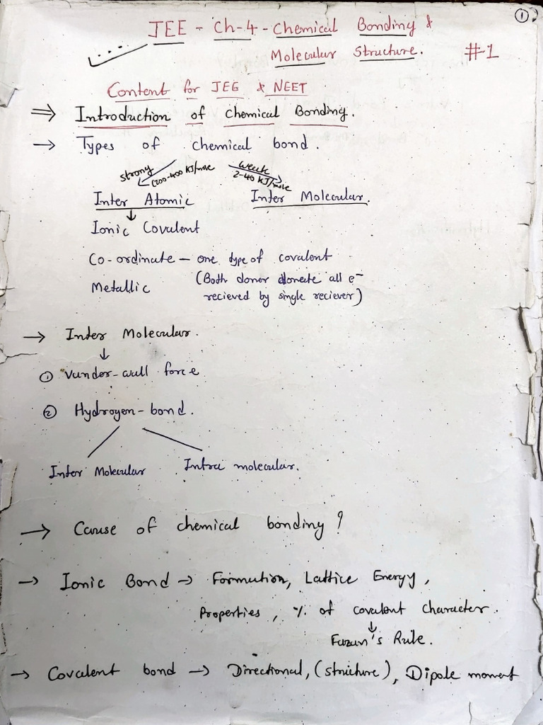 Chemical Bonding and Molecular Structure Notes | PDF