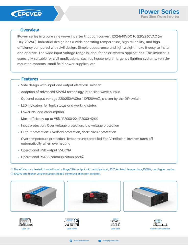 EPEVER-DataSheet-IPower (1) | PDF | Power Inverter | Power Supply