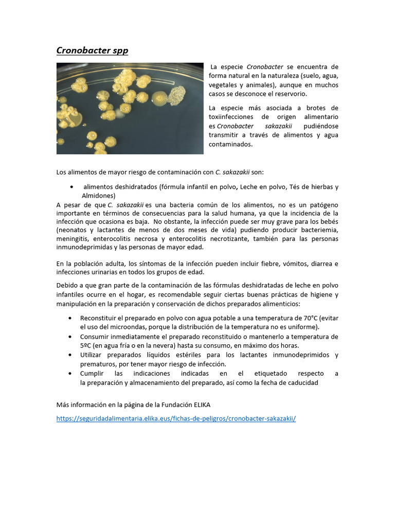 Cronobacter SPP | PDF | Alimentos | Enfermedades transmitidas por alimentos
