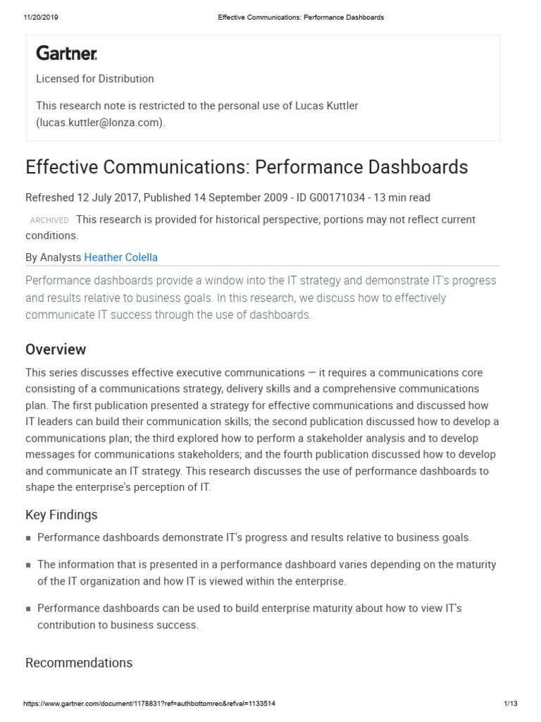 Effective Communications_ Performance Dashboards | PDF | Chief ...