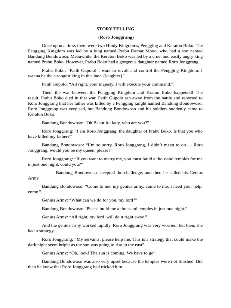 STORY TELLING RORO JONGGRANG | PDF | Java