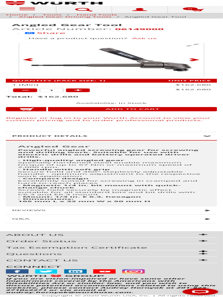 Angled Gear Tool Angled Gear Driving Tools Hand Tools Tools Wurth USA ...