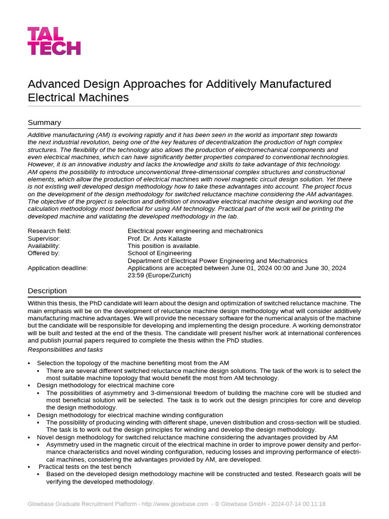 Position Advanced Design Approaches For Additively Manufactured Electrical Machines | PDF ...