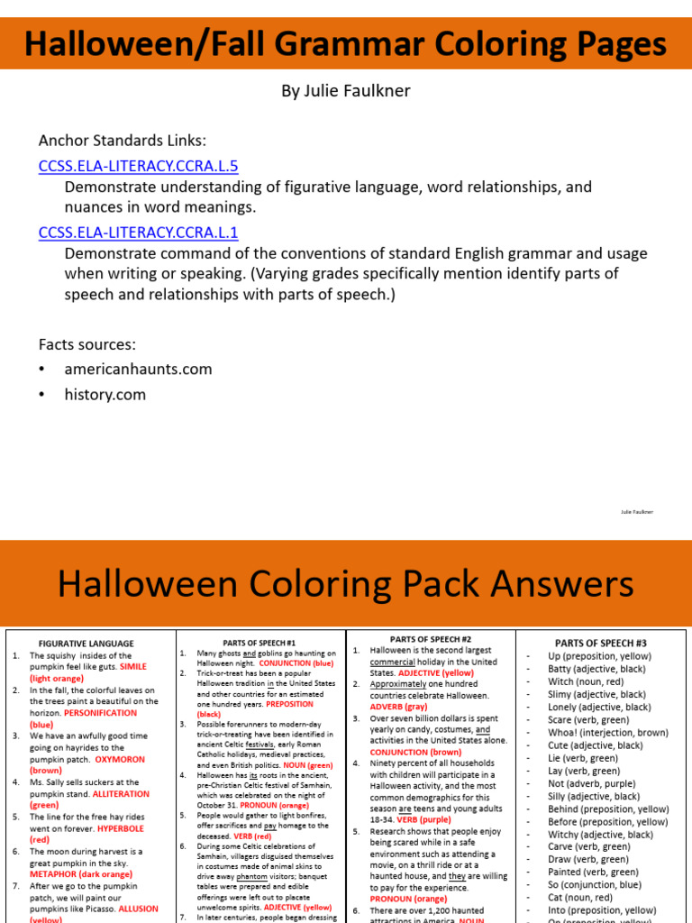 Halloween Parts of Speech Worksheet | PDF | Halloween | Adjective