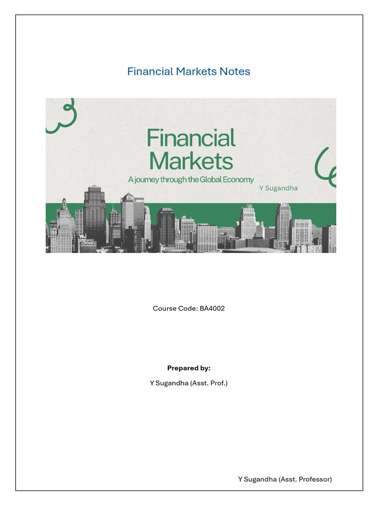 Financial Markets Notes U 3 | PDF | Investment Fund | Clearing (Finance)