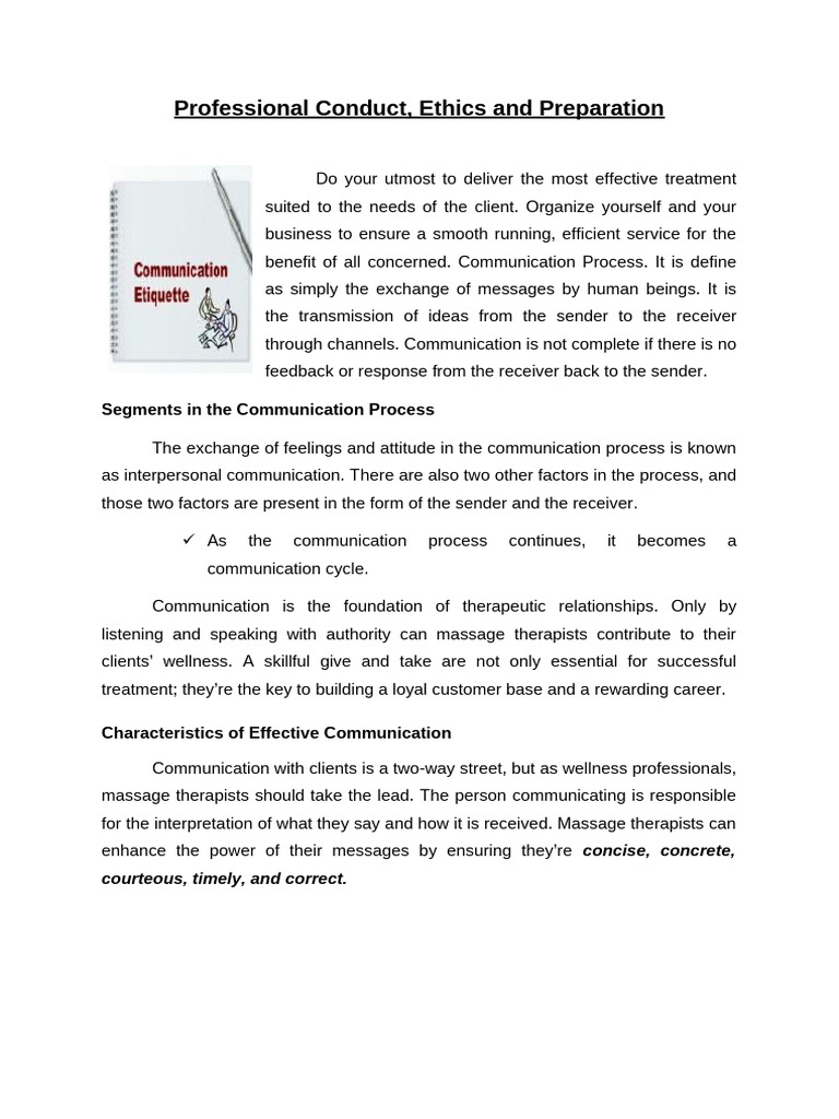 Professional Conduct Ethics and Preparation | PDF | Communication ...