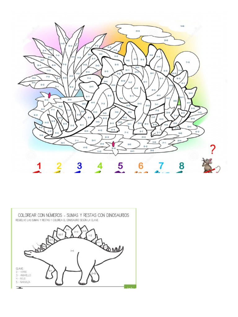 Suma y Resta Dinosaurios | PDF