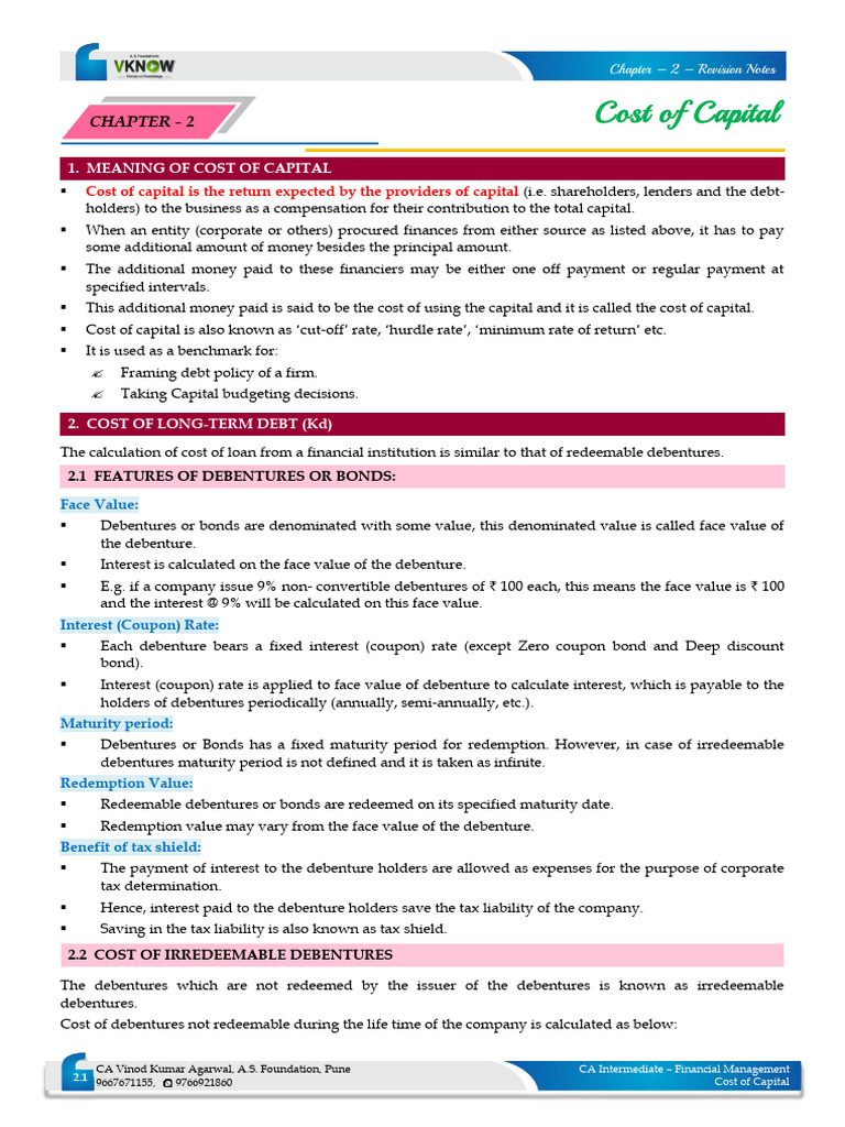 CA Inter FM Revision Chapter - 2 | PDF | Cost Of Capital | Capital Asset Pricing Model
