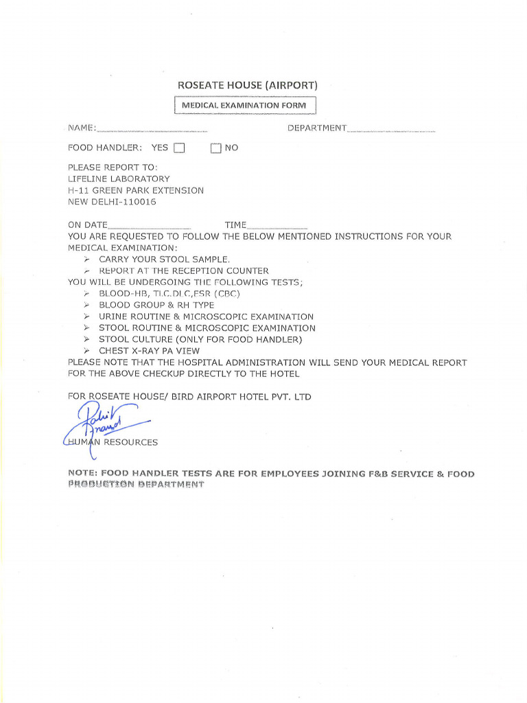Medical Examination Form | PDF