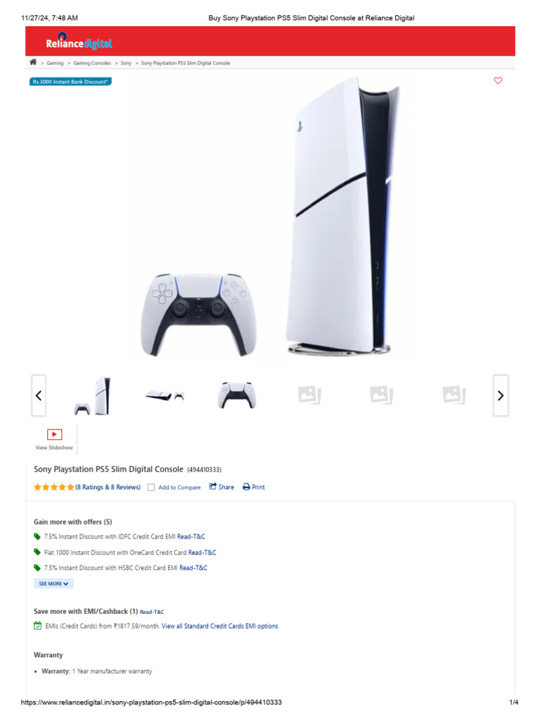 Buy Sony Playstation PS5 Slim Digital Console at Reliance Digital | PDF | Play Station | Home ...