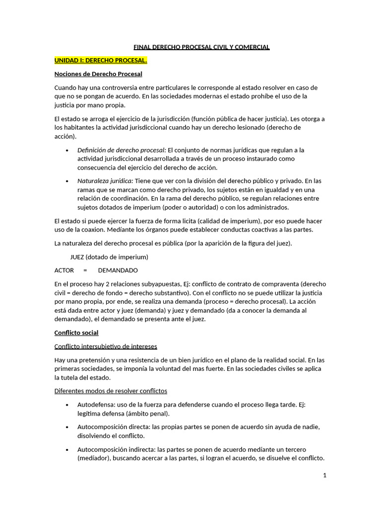 FINAL DERECHO PROCESAL CIVIL Y COMERCIAL | PDF | Ley procesal | Caso de ley