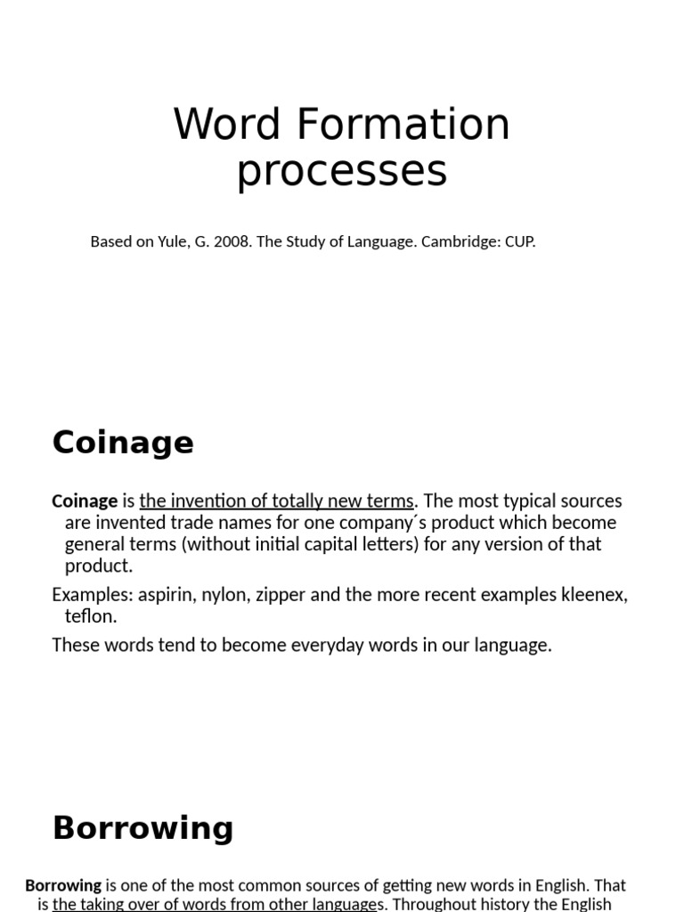 Word Formation Processes | PDF | Word | Acronym