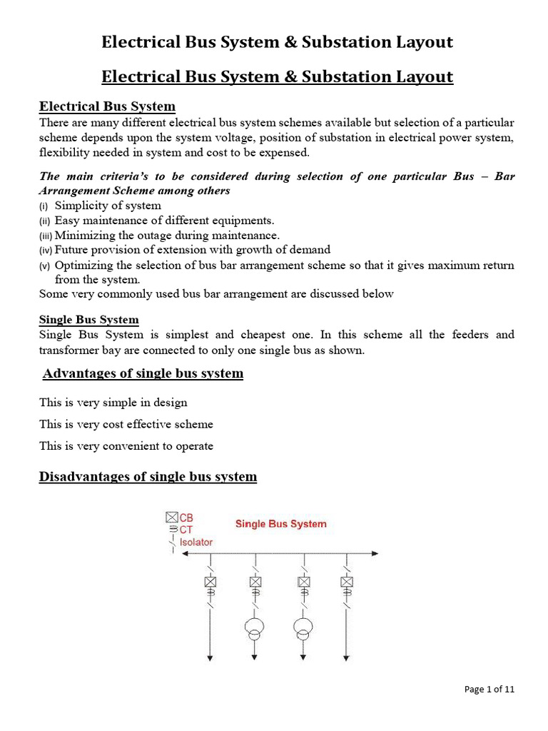 Electrical Bus System and Substation Layout | PDF | Electrical ...
