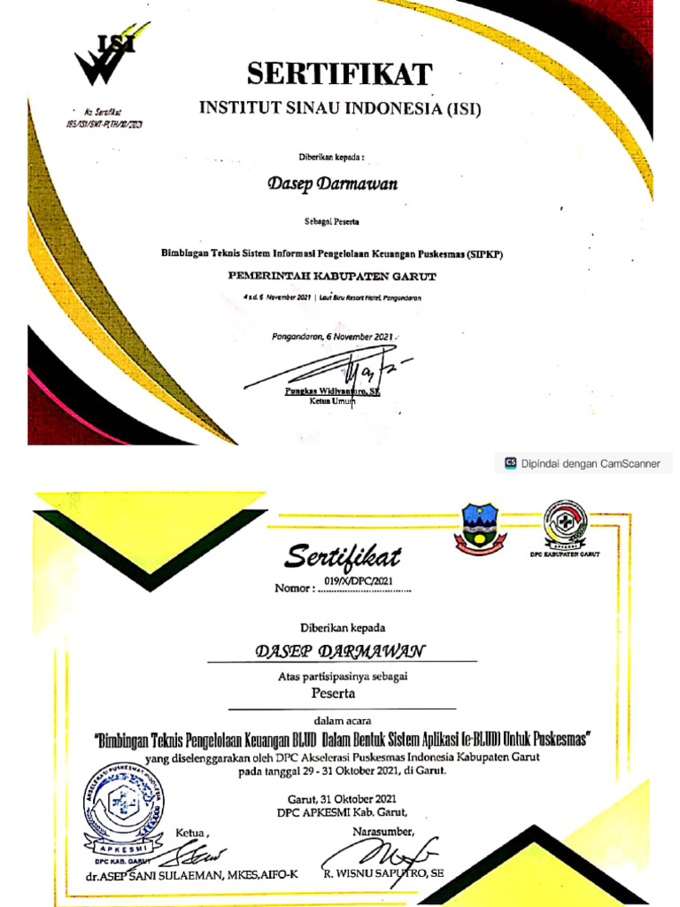 Sertifikat Dasep | PDF