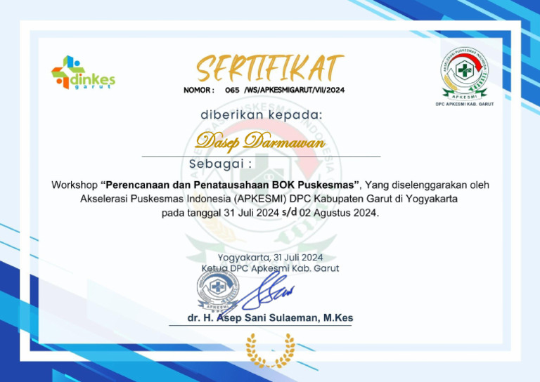Sertifikat WK Dasep Darmawan | PDF