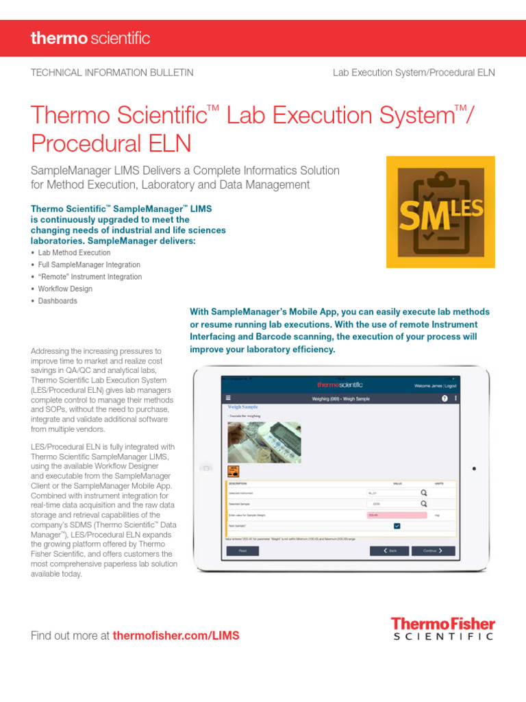 Thermo Scientific™ Lab Execution System™ Procedural ELN | PDF ...