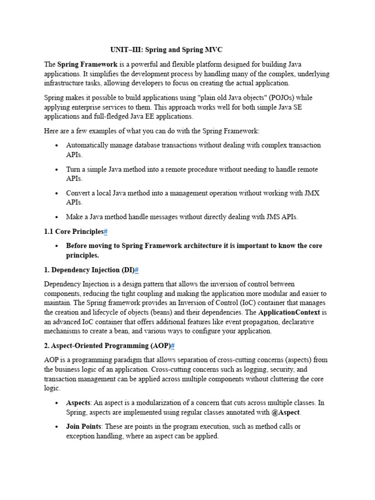 UNIT III | PDF | Spring Framework | Model–View–Controller