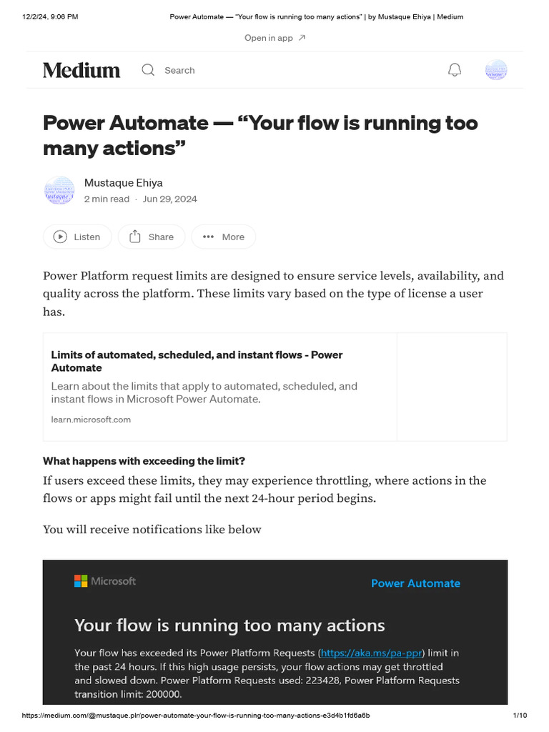 Power Automate - "Your Flow Is Running Too Many Actions" - by Mustaque Ehiya - Medium | PDF ...