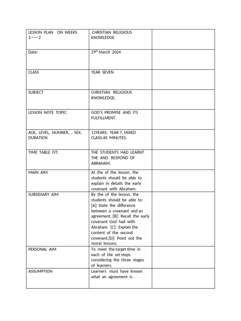 Crs Lesson Note Third Term | PDF | Abraham | Moses